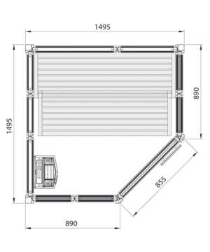 Tylo Impression Corner Pre-fabricated Sauna Cabin Kit | Leisurequip