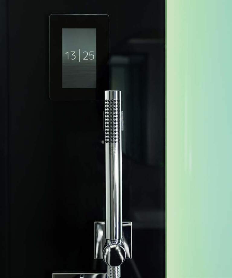 Tylo Stella Steam Column High Gloss Black Chrome Shower Details ...