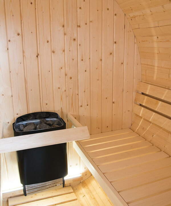 Harvia Kammi 4-6 Person Outdoor Barrel Sauna Kit Spruce | Leisurequip