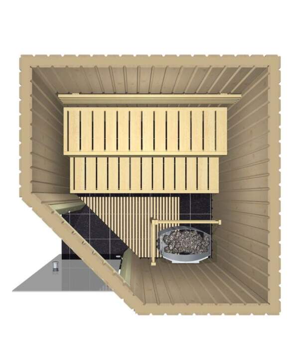 Harvia Variant Small Corner 2 Person Traditional Sauna Cabin | Leisurequip