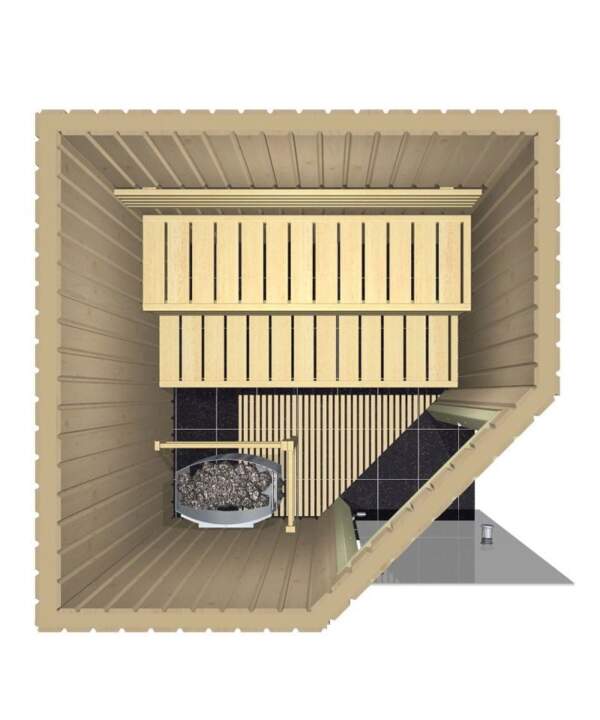 Harvia Variant Small Corner 2 Person Traditional Sauna Cabin | Leisurequip