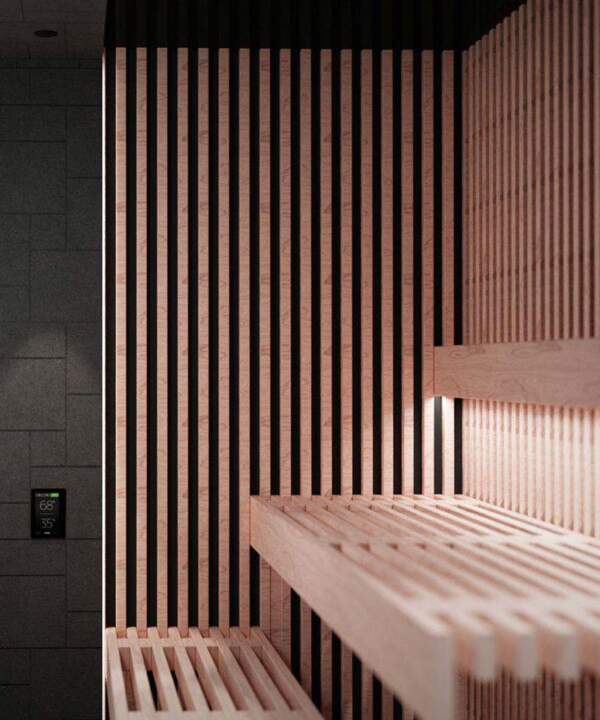 Tylo Reflection RIB Sauna Interior Alder, ThermoAlder | Leisurequip